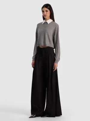Alice + Olivia Rhett Wool Pullover With Detachable Collar