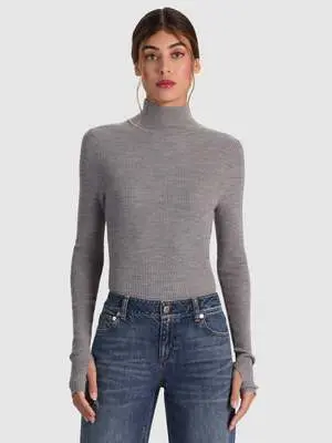 Alice + Olivia Roberta Wool Turtleneck - Medium Heather Grey