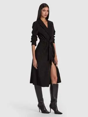Alice + Olivia Karley Suede Wrap Long Coat