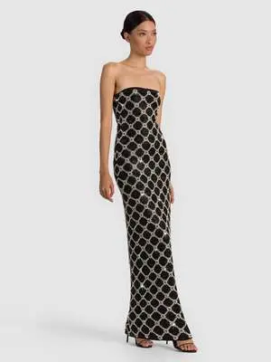 Alice + Olivia Delora Embellished Strapless Gown
