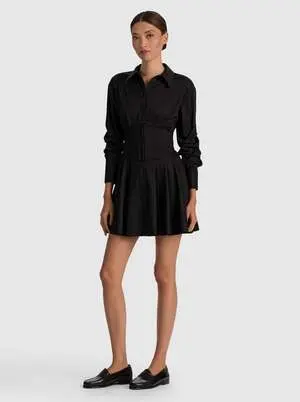 Alice + Olivia Edie Corset Button Down Mini Dress - Black
