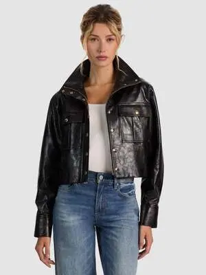 Alice + Olivia James Vegan Funnel Neck Parka - Black