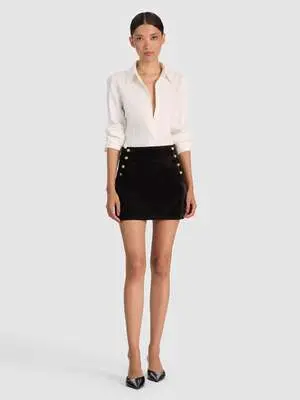 Alice + Olivia Donald Side Button Skirt - Black
