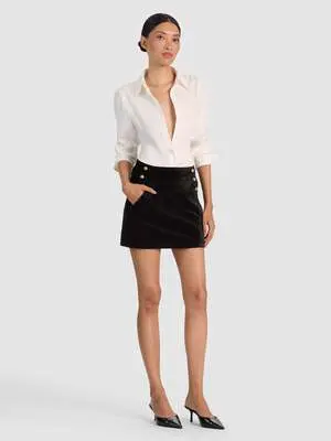 Alice + Olivia Donald Side Button Skirt - Black