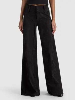 Alice + Olivia Olivia Suede Wide Leg Flare Pant - Black