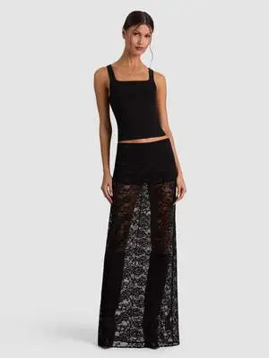 Alice + Olivia Maeve Lace Maxi Skirt With Hot Pant