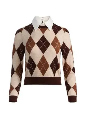 Alice + Olivia Carolann Wool Collared Cardigan