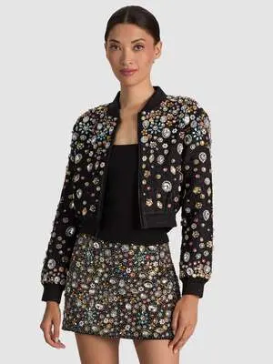 Alice + Olivia Jackie Embellished Bomber Jacket - Black/multi