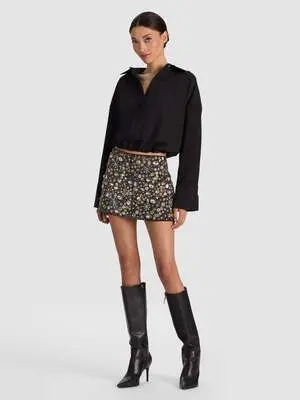 Alice + Olivia Rubi Embellished Mini Skirt - Black/multi