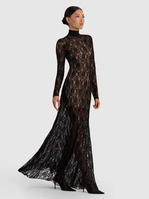 Alice + Olivia Delora Lace Maxi Dress With Train - Black