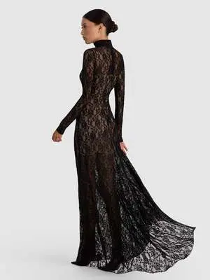 Alice + Olivia Delora Lace Maxi Dress With Train