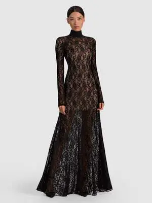 Alice + Olivia Delora Lace Maxi Dress With Train