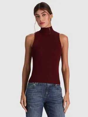 Alice + Olivia Darcey Wool Sleeveless Turtleneck - Cognac