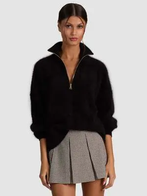 Alice + Olivia Toby Cashmere Quarter Zip - Black