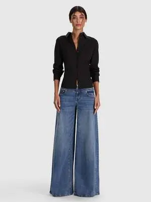 Alice + Olivia Amelia Button Down With Lace Up Back