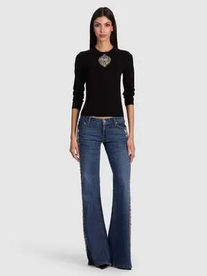 Alice + Olivia Porla Embellished Collared Sweater