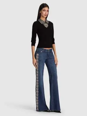 Alice + Olivia Porla Embellished Collared Sweater