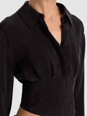 Alice + Olivia Edie Seamed Corset Button Down