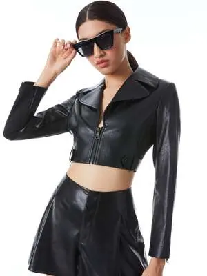 Alice + Olivia Yardley Vegan Jacket - Black