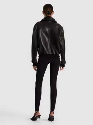 Alice + Olivia Collins Double Layer Leather Jacket