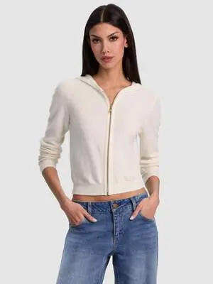 Alice + Olivia Dollie Cashmere Zip-up Hoodie - Ecru