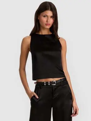 Alice + Olivia Yvette Boat Neck Tank - Black