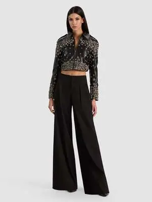Alice + Olivia Hyde Embellished Vegan Leather Jacket