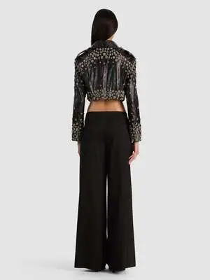 Alice + Olivia Hyde Embellished Vegan Leather Jacket