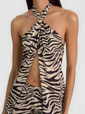 Alice + Olivia Selena Halter Hardware Open Maxi Top