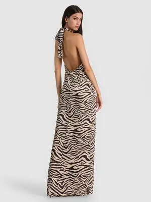 Alice + Olivia Selena Halter Hardware Open Maxi Top