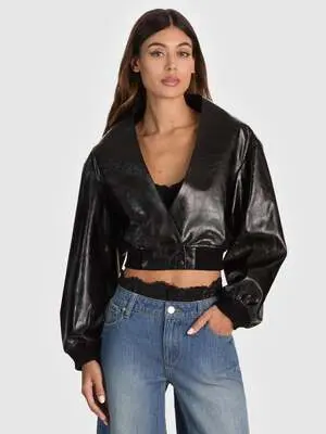 Alice + Olivia Sylvia High Neck Wrap Jacket