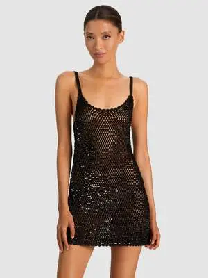 Alice + Olivia Gioia Sequin Crochet Mini Dress