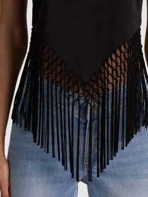 Alice + Olivia Greta Handkerchief Fringe Top