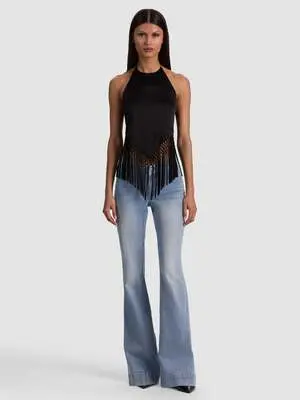 Alice + Olivia Greta Handkerchief Fringe Top