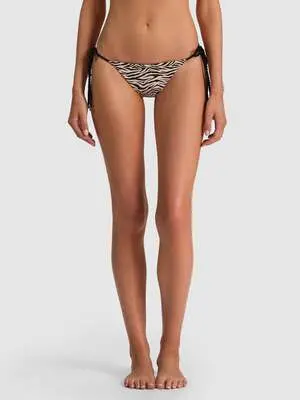 Alice + Olivia A+o X Pq Swim Mallory Reversible Side-tie Rope Teeny Bottom - Zebra