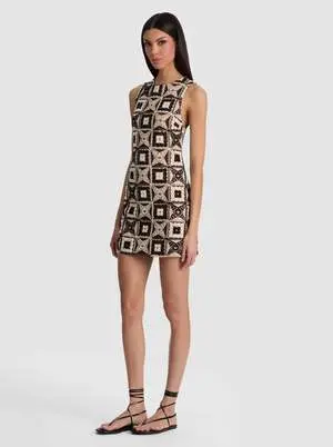 Alice + Olivia Clyde Crochet Mini Dress - Black/multi