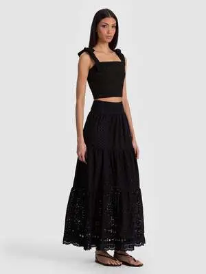 Alice + Olivia Marinda Embroidered Cropped Top