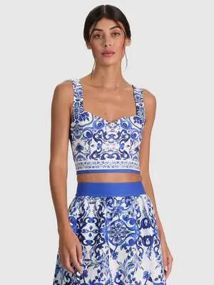 Alice + Olivia Miriam Sweetheart Cropped Top - Solstice