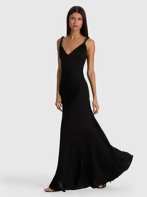 Alice + Olivia Bianca Twist Strap Maxi Dress - Black