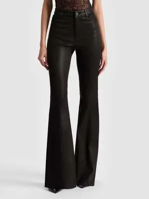 Alice + Olivia Brent Leather Bell Pant - Black