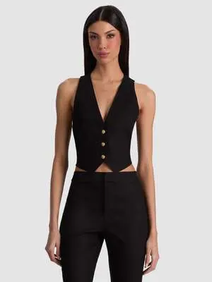 Alice + Olivia Donna Linen Vest - Black