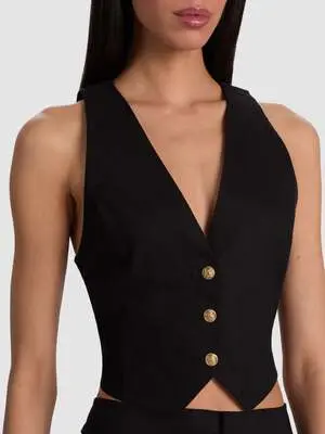 Alice + Olivia Donna Linen Vest