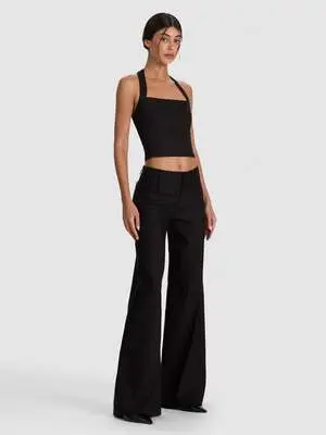 Alice + Olivia Fiona Halter Cropped Top