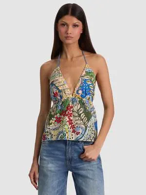 Alice + Olivia Karolina Halter Top - Heat Wave