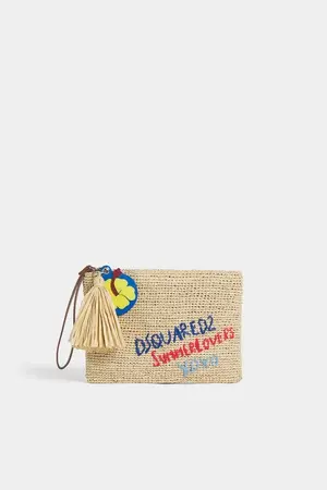 Dsquared2 Summer Lovers Raffia Pouch - Black