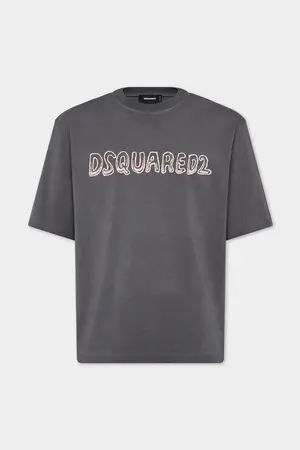 Dsquared2 Best Fade Loose Fit Cartoon Logo T-shirt - Grey