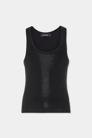 Dsquared2 Coated Ribbed Knit Top - Black
