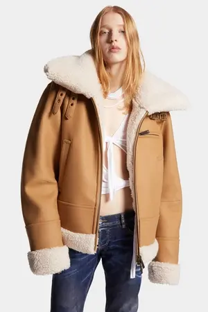 Dsquared2 Stretch Felt Wool Easy Aviator Jacket