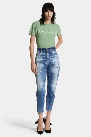 Dsquared2 White Fade Just Right Fit Handwritten Logo T-shirt