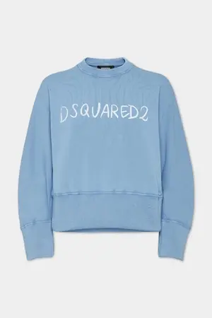 Dsquared2 White Fade Dean Fit Handwritten Logo Sweatshirt